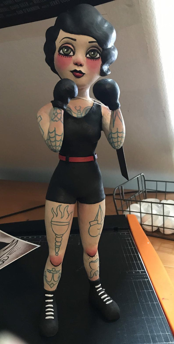 Boxing Flapper Art Toy Sculpture – Parlor Tattoo Prints
